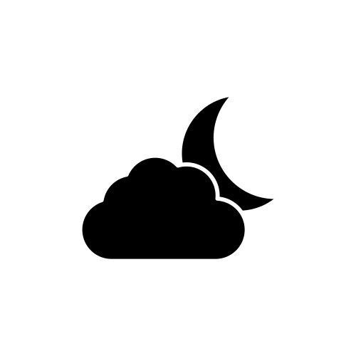 Cloud moon icon set night time symbol nighttime Vector Image