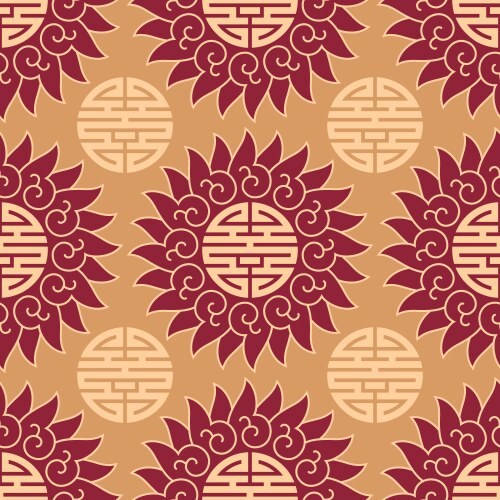 Modern geometric tiles asian pattern on red Vector Image