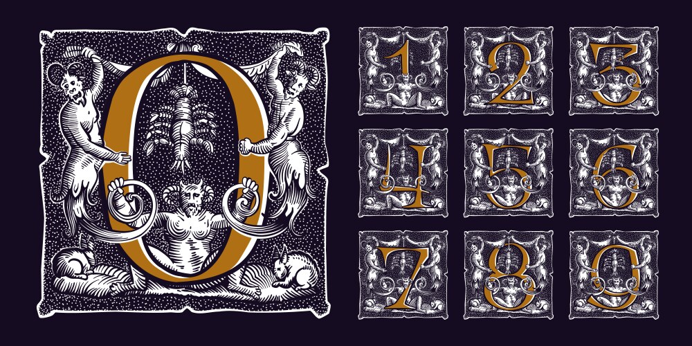Gothic Numbers Numerals Vector Images (over 180)