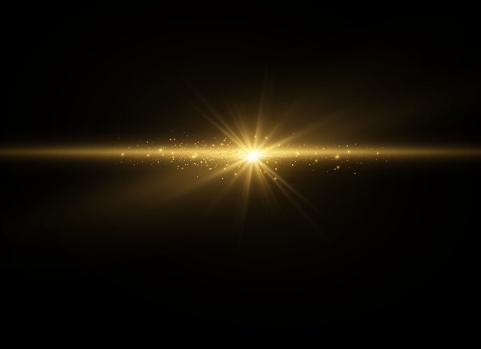 Abstract yellow light flare effect on black Vector Image