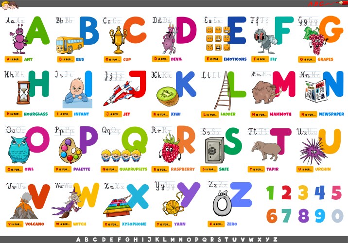 Trendy letters alphabet painted by color Vector Image