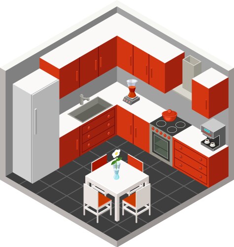 Kitchen interior Royalty Free Vector Image - VectorStock