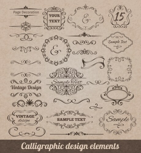 Calligraphy elements set Royalty Free Vector Image