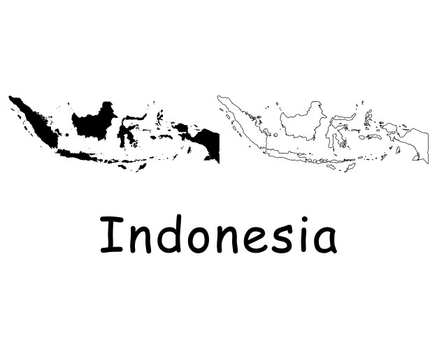 Indonesia Map - Black & White Royalty Free Vector Image