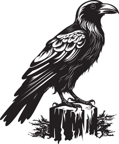 Brooding raven concept skull logo haunting Vector Image