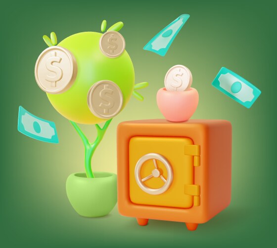 3d financial and banking services stored money Vector Image