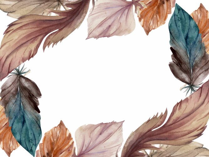 Hand drawn watercolor bird feather plume quill Vector Image