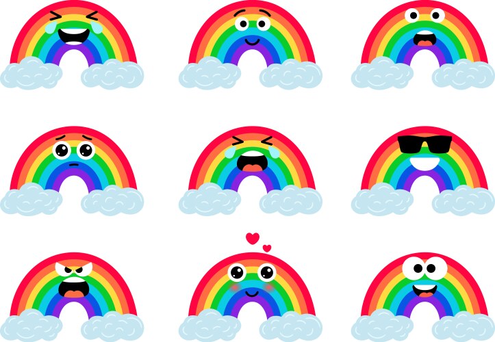 Cartoon rainbow set Royalty Free Vector Image - VectorStock