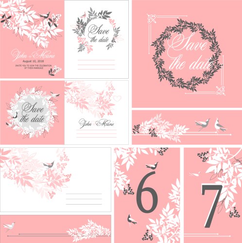 Flower wedding card and tag Royalty Free Vector Image