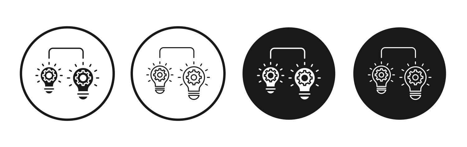 Implementation icon set black filled and outlined Vector Image