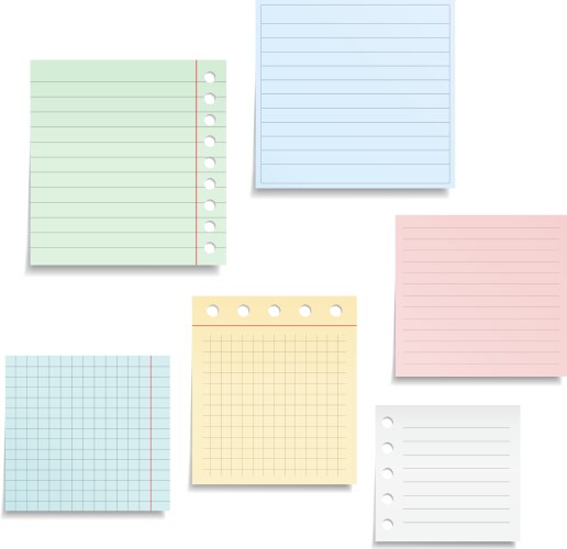 Notebook paper note sheet for school memo Vector Image