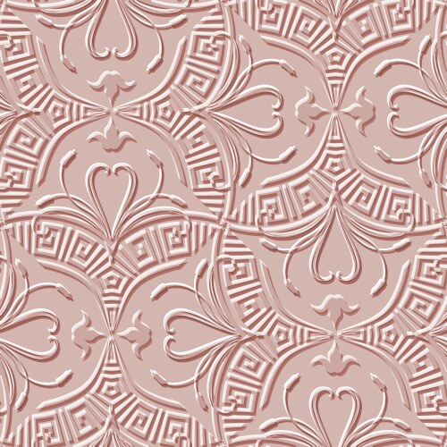 Floral emboss greek 3d seamless pattern embossed Vector Image