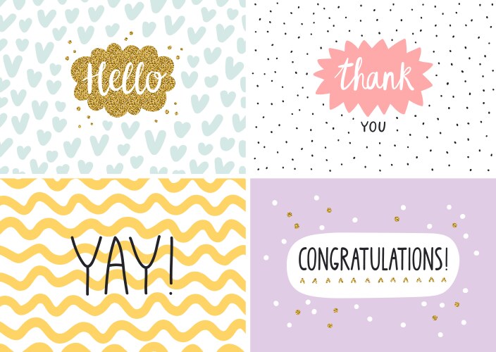 Hello and thanks cards Royalty Free Vector Image