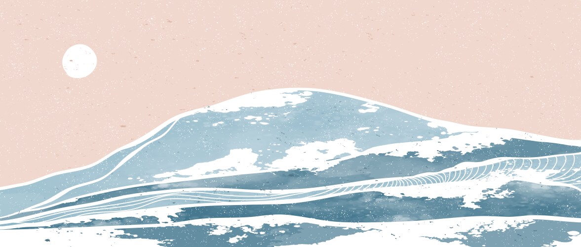 Winter mountains landscape mid century modern art Vector Image