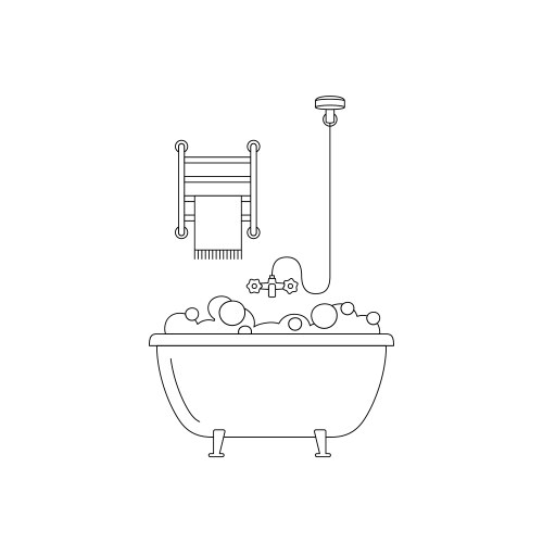Simple line drawing of a classic clawfoot bathtub Vector Image