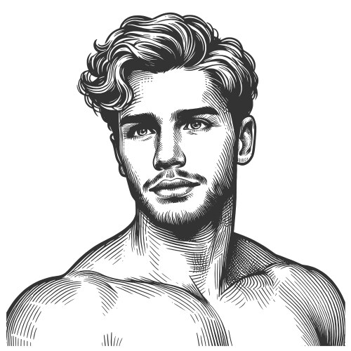 Male portrait engraving sketch Royalty Free Vector Image