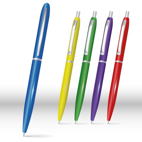 Pen mockup realistic pens close up template Vector Image