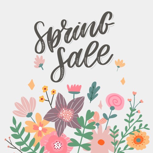 Spring sale word hanging on leaves with strings Vector Image