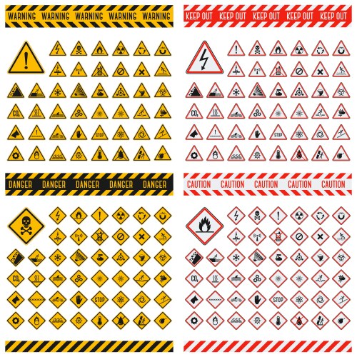 Hazard sign collection Royalty Free Vector Image
