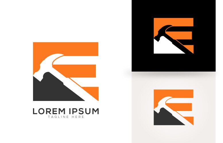 S letter hammer tool logo design construction Vector Image