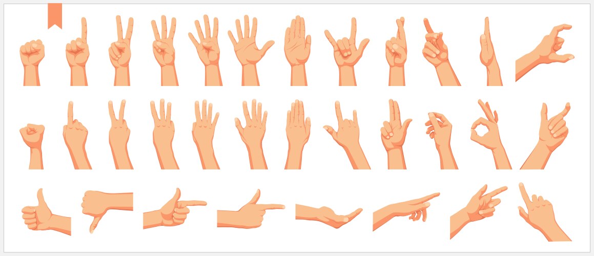 Human Hand Gestures - Counting & Expressions Vector Image