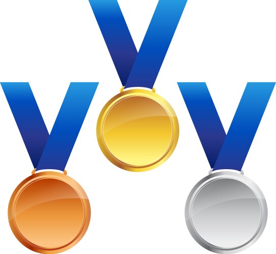 Ribbon award pennants with gold centre set Vector Image