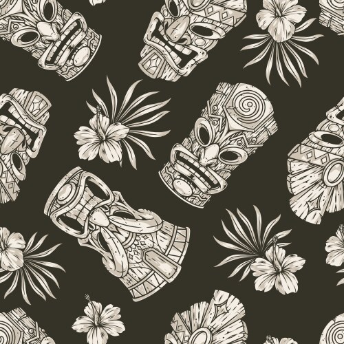 Polynesian tiki colorful seamless pattern Vector Image