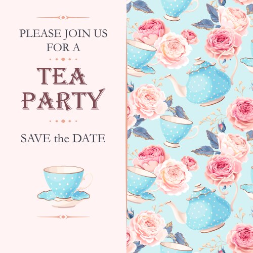 Floral Tea Party Border – Royalty-Free Vector | VectorStock