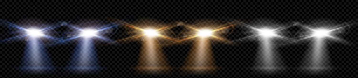 Car headlights realistic round bright cars Vector Image