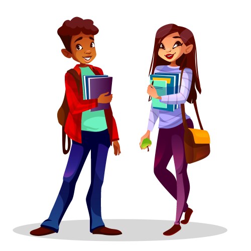 Cartoon cheerful college students set Royalty Free Vector