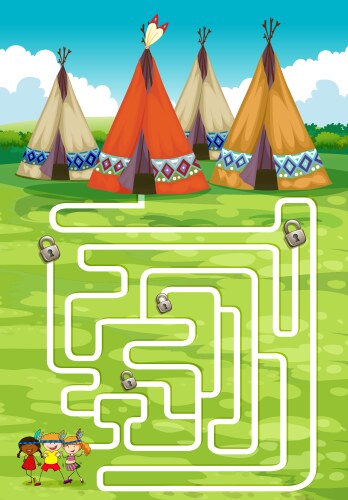 Maze game template in honeybee theme for kids Vector Image