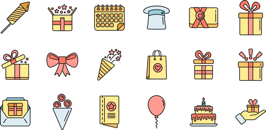 Web domain icons set color Royalty Free Vector Image