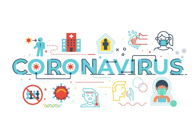 Corona virus letterings and other elements Vector Image