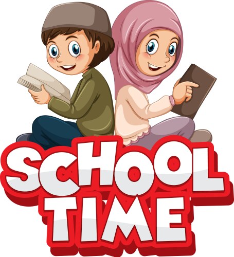 School timetable template with kids Royalty Free Vector