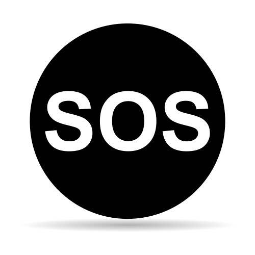 Sos help shadow icon safety support alert design Vector Image