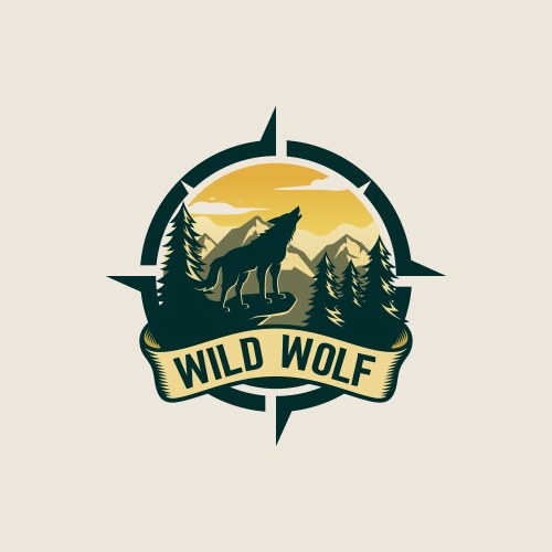 Vintage wild wolf logo Royalty Free Vector Image