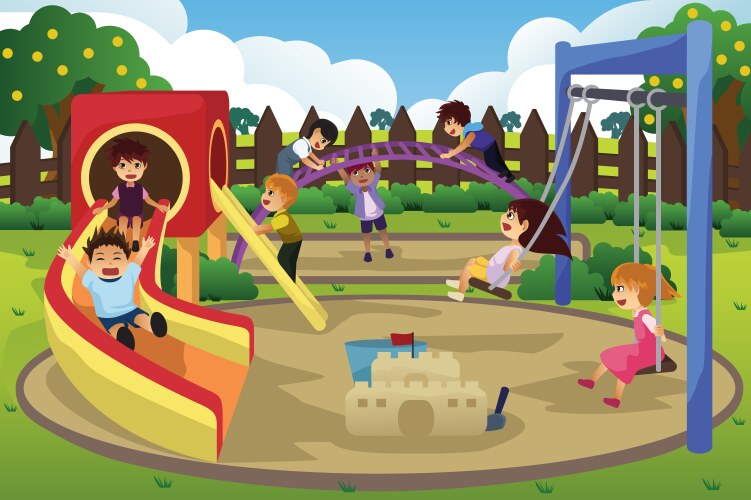 Kids playing outside Royalty Free Vector Image