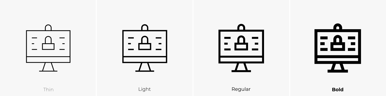 Cyber security icon thin light regular and bold Vector Image