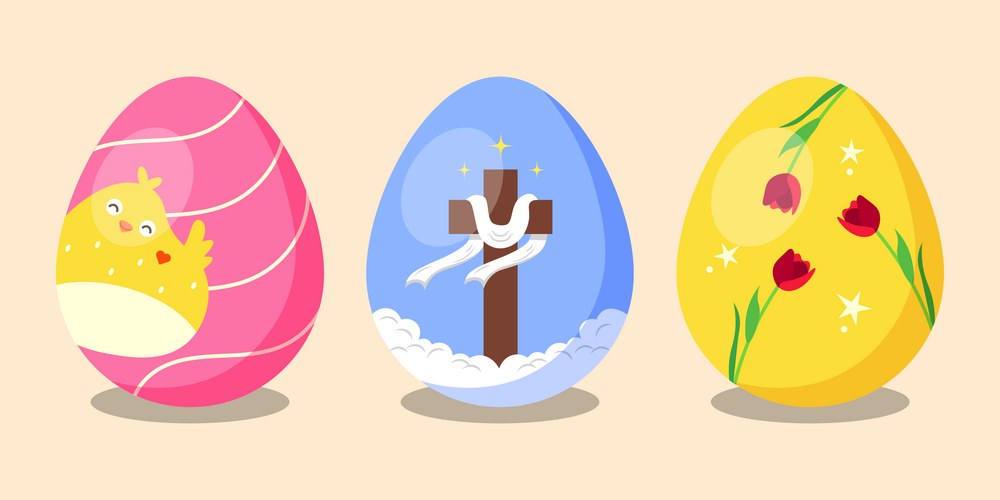 Easter eggs religious flat set – Royalty-Free Vector | VectorStock