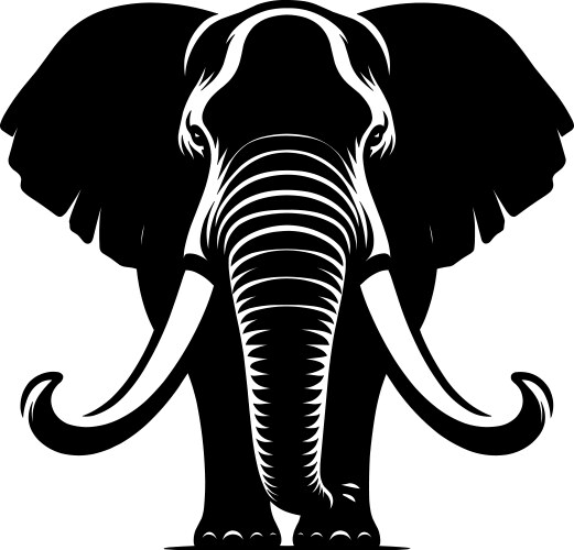 Elephant front facing silhouette isolated Vector Image