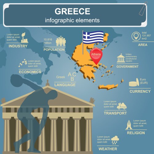Greece infographics statistical data sights Vector Image