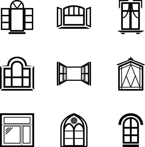 Arched vintage old window set with stained glass Vector Image