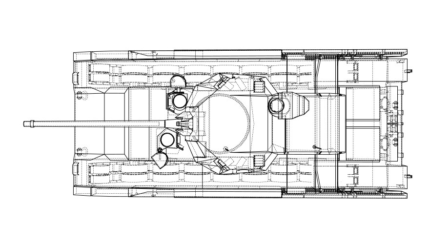 Realistic tank blueprint outline armored car Vector Image