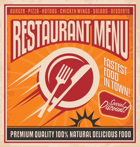 Restaurant menu retro poster Royalty Free Vector Image