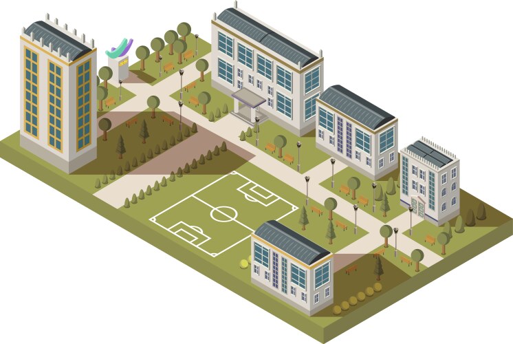 3d isometric school Royalty Free Vector Image - VectorStock