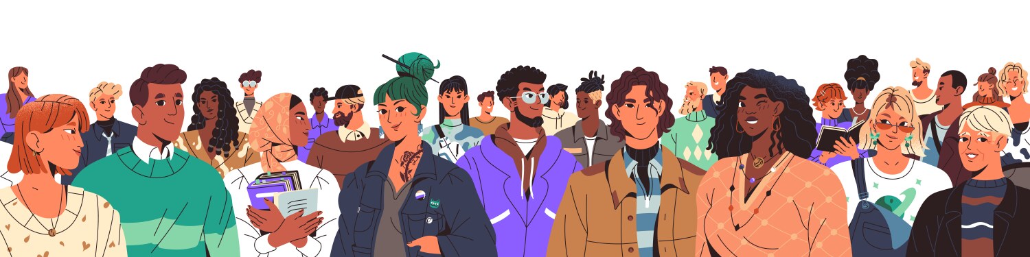 Multinational group people isolated on white Vector Image