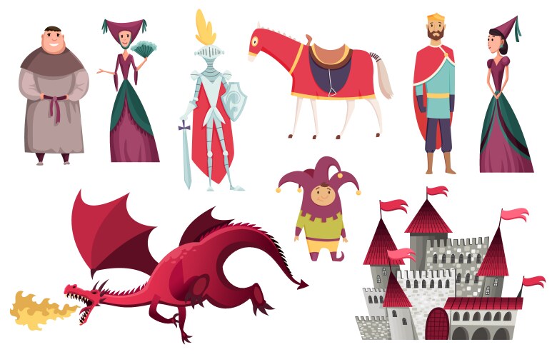Medieval characters set Royalty Free Vector Image