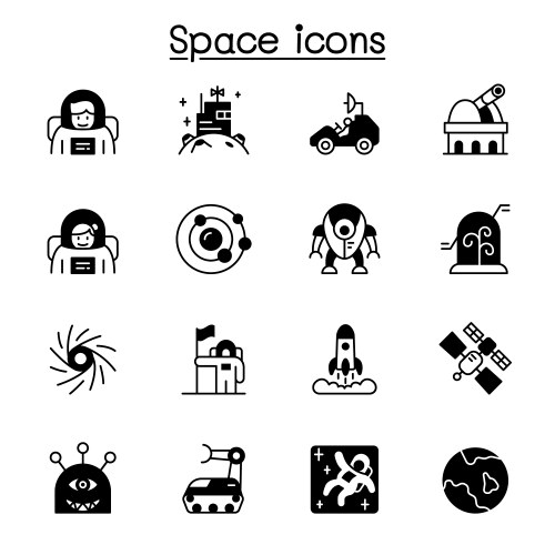Y2k icons logo elements retro planet space Vector Image