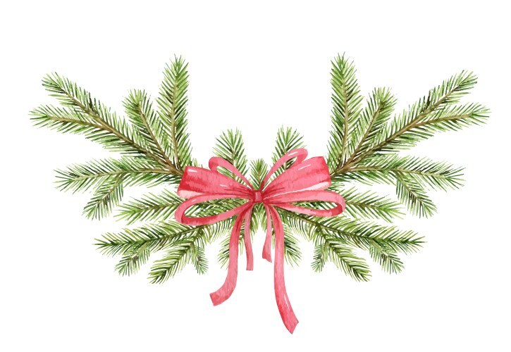 Christmas Branch with Red Bow – Royalty-Free Vector | VectorStock