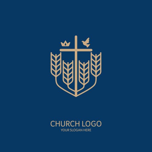 Circular christian cross church logo Royalty Free Vector